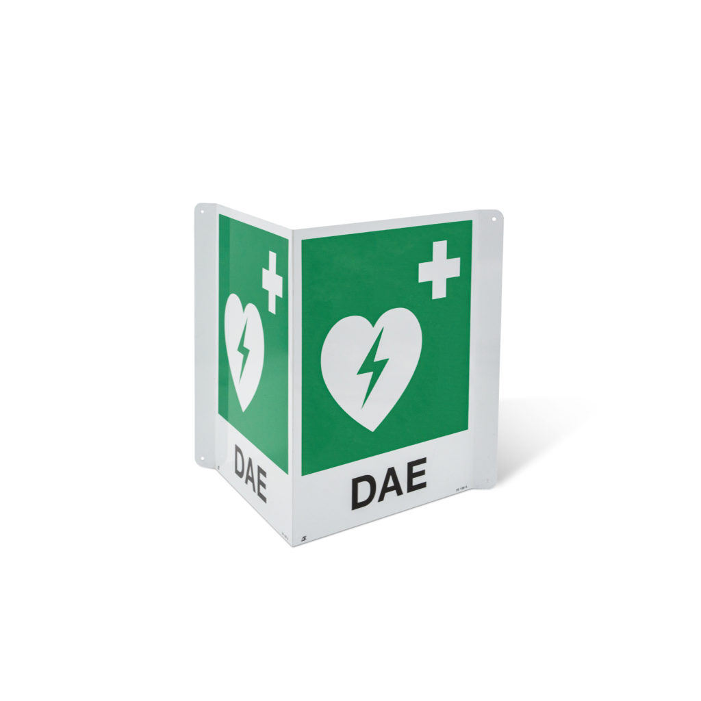 cartello bifacciale DAE-AED 29x36 cm per defibrillatore - PVS-SPA